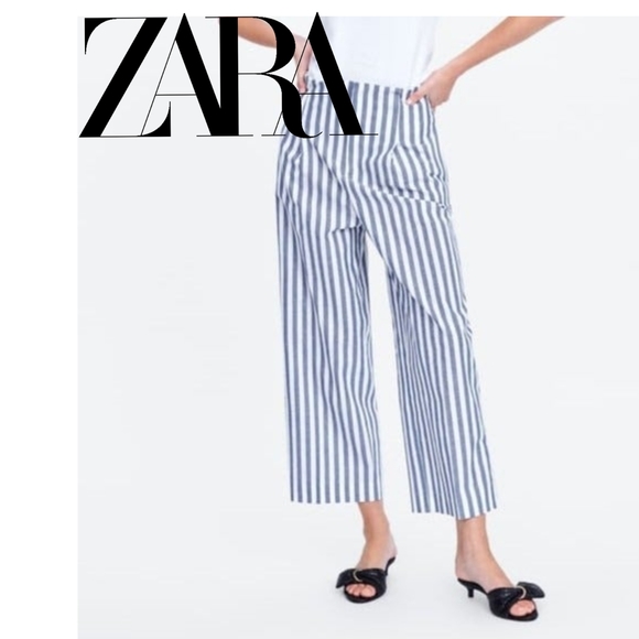 Zara | Pants & Jumpsuits | Zara Striped Wide Leg Pleated Pants | Poshmark
